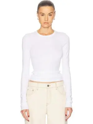 GRLFRND Crew Neck Extra Long Sleeve Tee - White