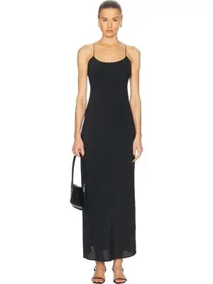 ST. AGNI Fine Chain Silk Slip Dress - Black