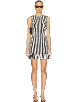 SIMONMILLER Belle Smocked Mini Dress - Black & Macadamia Microstripe