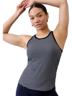 Athleta Athleta Signature Rib Tank Martina Navy Stripe