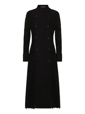 Dolce & Gabbana Double-breasted Cordonetto Lace And Wool Crêpe Coat - Black