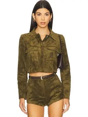 Amanda Uprichard Lucas Suede Jacket - Olive Green