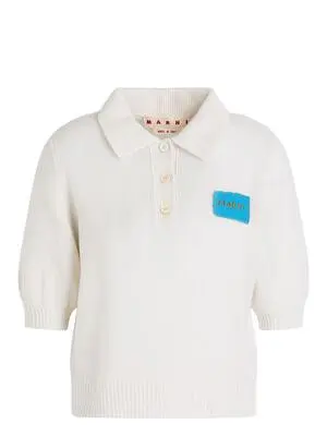 Marni Appliquéd Cashmere Polo Sweater - Ivory