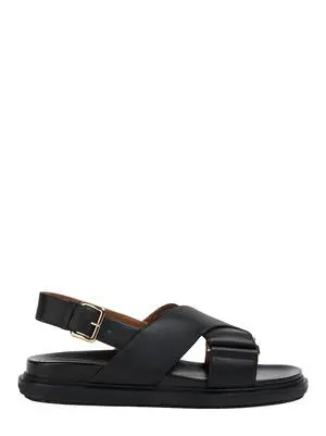 Marni Fussbett Leather Slingback Sandals Black