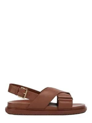 Marni Fussbett Leather Slingback Sandals Brown