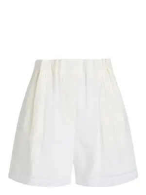 Brunello Cucinelli Pleated Cotton-Organdie Shorts Ecru