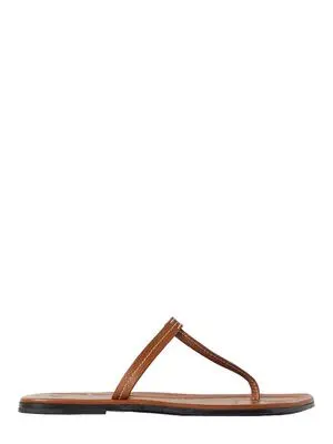 TOTEME T-strap Leather Sandals - Tan