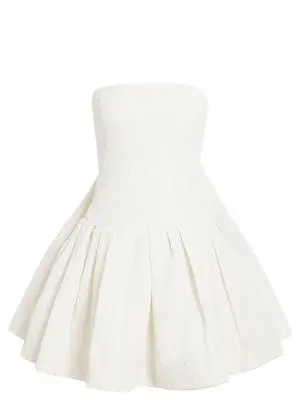 Oscar De La Renta Strapless Pleated Cloqué Mini Dress - Ivory