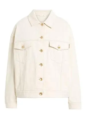 Brunello Cucinelli Bead-embellished Denim Trucker Jacket - Cream