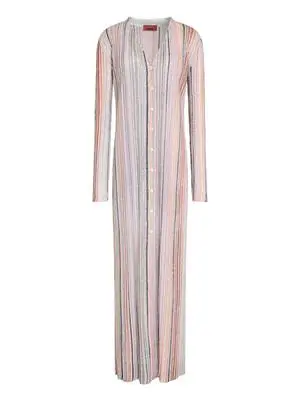 Missoni Metallic Striped Ribbed-knit Cardigan - Pastel Pink