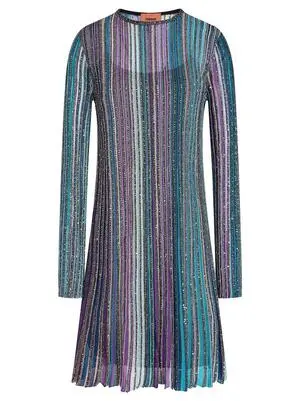 MISSONI Missoni Sequin-Embellished Metallic Striped Mini Dress