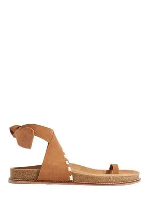 Johanna Ortiz Song Leader Embroidered Suede Sandals - Light Brown