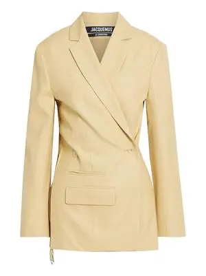 Jacquemus Tibau Double-breasted Woven Wrap Blazer - Beige