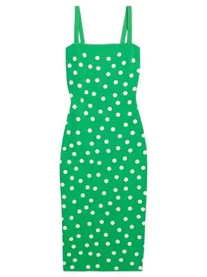 Carolina Herrera Polkadot Jacquard-knit Midi Dress - Green