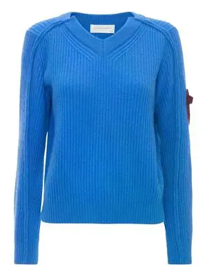Victoria Beckham V-neck Knitted Sweater - Blue