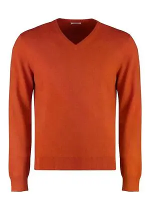 Malo Malo Ribbed V-Neck Sweater Orange