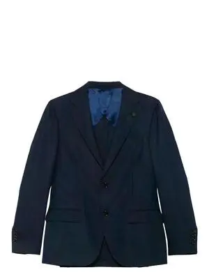LARDINI Brooch-detail Blazer - Blue