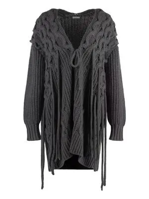 Malo Cable-knit Cardigan - Grey
