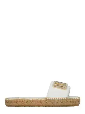 Moschino Embellished Espadrille Slides - White
