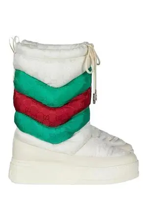 Gucci Gg Chevron Boots - White/green/red