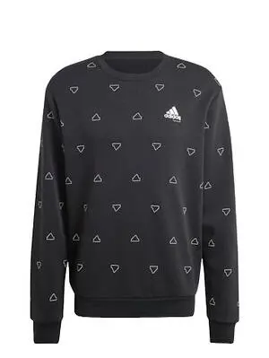 Adidas Seasonal Essentials Monogram Graphic Crew Sweatshirt - Black