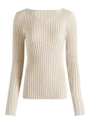 Auralee Rib Knit Pullover - Top Ivory Beige