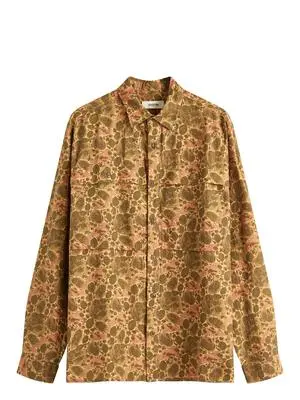KESTIN Taymount Marble Print Overshirt - Olive/pink Marble