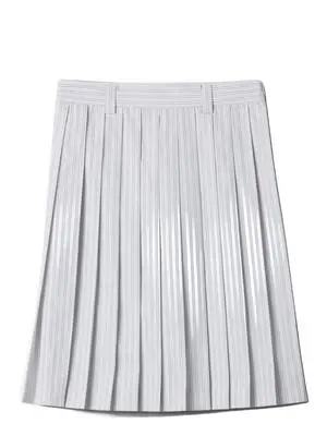 Miu Miu Cotton Pinstriped Pleated Midi Skirt - Grey