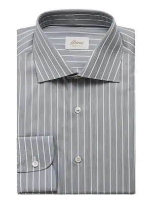Brioni Cotton Stripe Shirt Grey