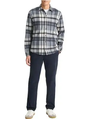 Vince Vince Plaid Cotton-Blend Shirt Jacket Blue
