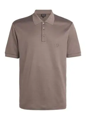 Giorgio Armani Cotton Logo Polo Shirt - Beige