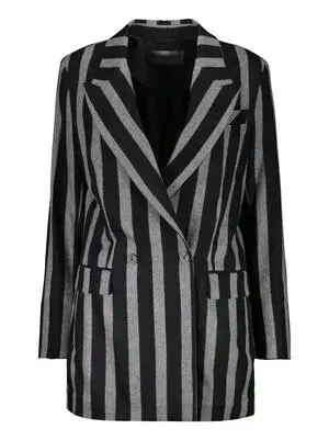 Lorena Antoniazzi Striped Double-breasted Blazer - Black