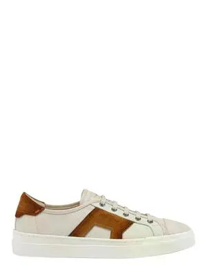 Santoni Suede-panel Canvas Sneakers - Neutrals