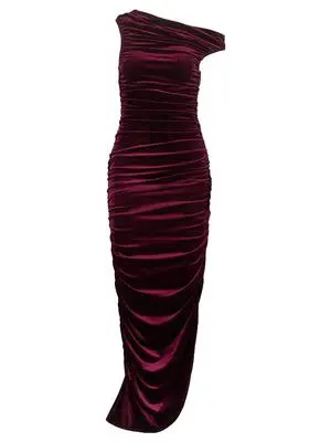 SAEMDI Draped Velvet Maxi Dress - Burgundy
