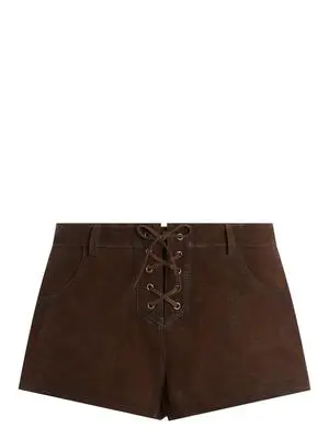 Isabel Marant Delma Lace-up Suede Shorts - Brown