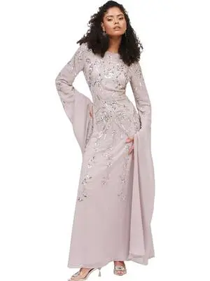 MARYISA Embellished Beaded Maxi Dress - Lilac