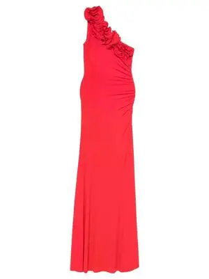 NISSA Floral-appliqué Maxi Dress - Red