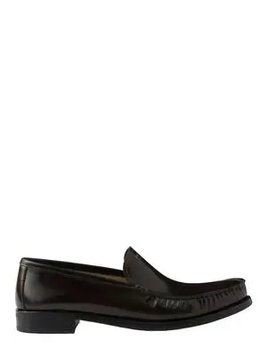 Prada Brushed Leather Loafers - Brown
