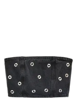 ROTATE BY BIRGER CHRISTENSEN Studded Denim Top - Black
