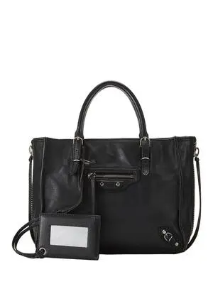 Balenciaga Calfskin Papier A4 Zip Around Tote - Black