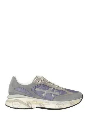 Premiata Premiata Moerun Suede And Calfskin Low Top Sneakers Grey
