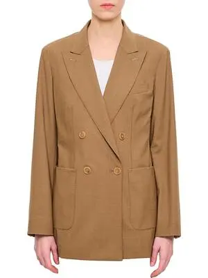 Max Mara Double-Breasted Jacket Brown