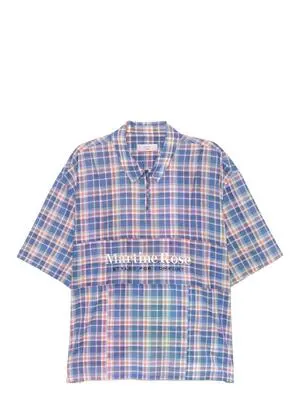Martine Rose Cotton Checked Polo Shirt - Blue