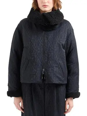 EMPORIO ARMANI Emporio Armani Faux Fur Trim Logo Coat