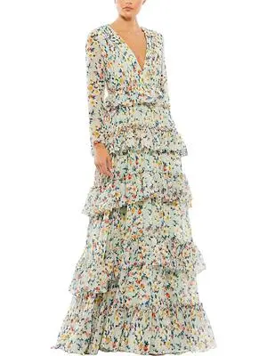 Mac Duggal Ieena Collection Floral Printed Gown - Multi