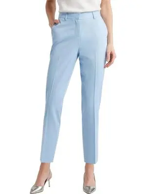 TAHARI ASL Pinstripe Straight Leg Pants - Ice Blue