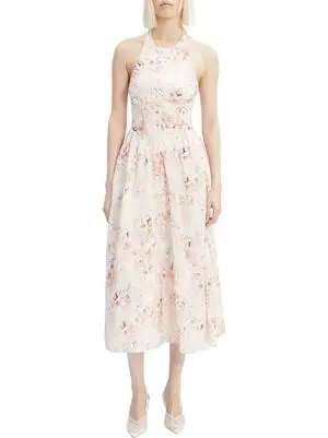 Bardot Kylen Ramie Halter Midi Dress - Pink Floral
