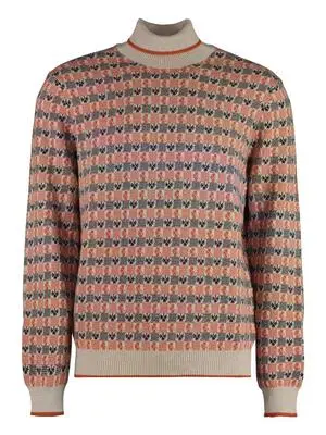 Malo Geometric-pattern Sweater - Orange