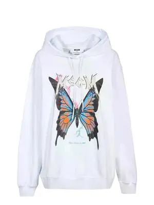 MSGM Butterfly-print Hoodie - White