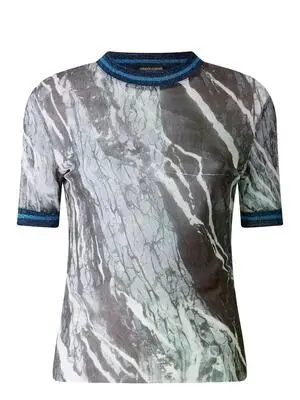 Roberto Cavalli Marble-print T-shirt - Grey